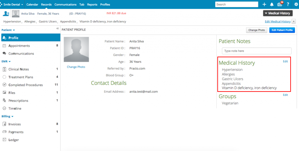 How to Add Medical History of Patients – Practo Help