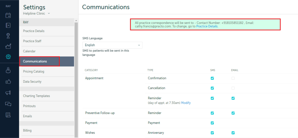 How to Change Communication Settings – Practo Help