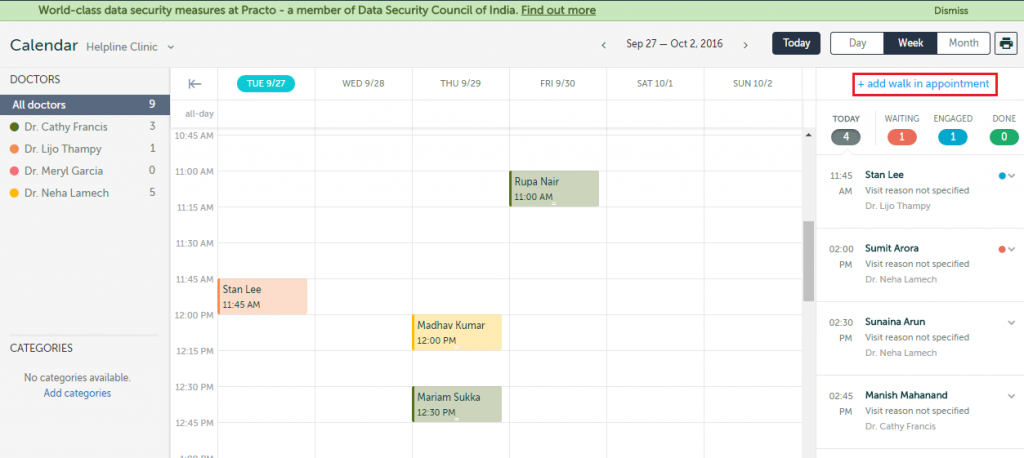 Add a Walk-In Appointment – Practo Help